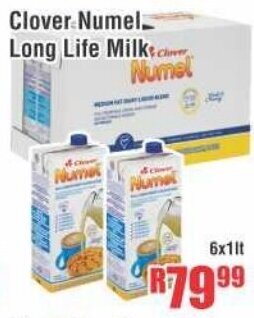 Clover Numel Long Life Milk 6x1lt offer at Devland Cash And Carry