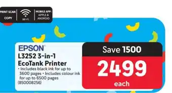 EPSON L3252 3-in-1 EcoTank Printer offer at Makro