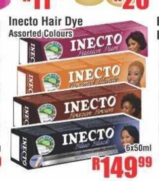 Inecto Hair Dye Assorted Colours 6x50ml offer at Devland Cash And Carry
