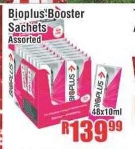 Bioplus Booster Sachets Assorted 48x10ml offer at Devland Cash And Carry