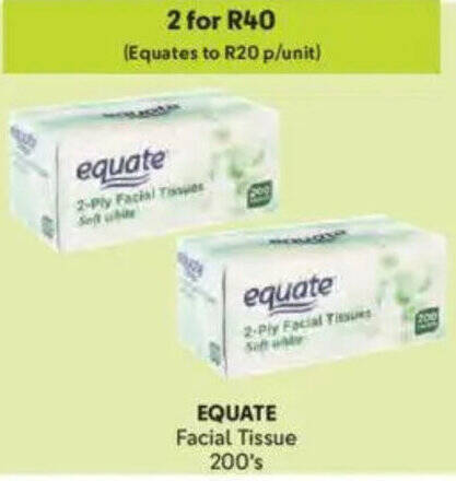 EQUATE Facial Tissue offer at Makro