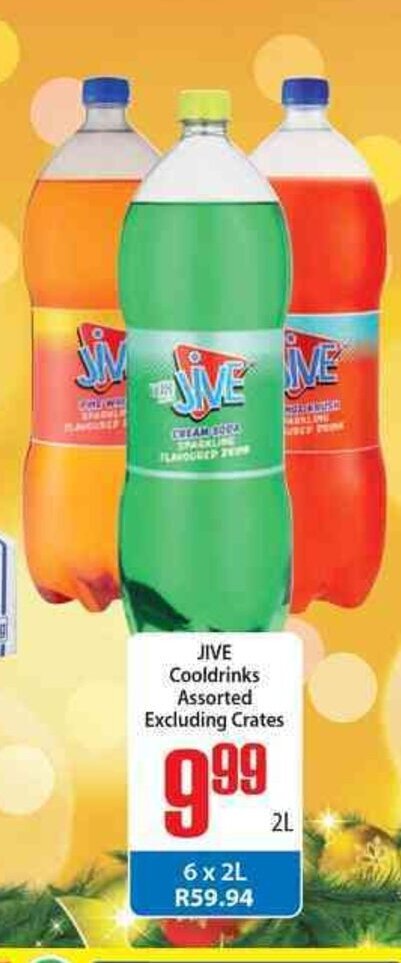 JIVE Cooldrinks Assorted Excluding Crates 2L offer at Elite Cash & Carry