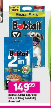 Bobtail Adult 6kg/ 8kg Or 2 In 1 Dog Food 6kg Assorted-Each offer at Game