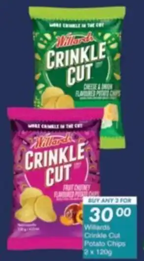 Willards Crinkle Cut Potato Chips 2 x 120 g offer at President Hyper