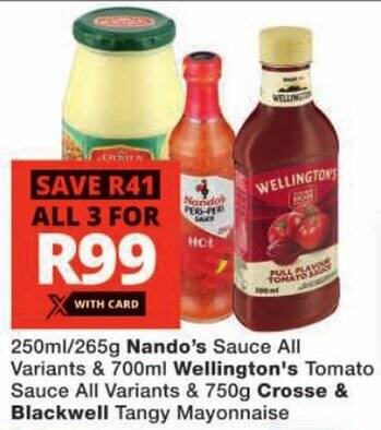 All 3 for R99 offer at Checkers