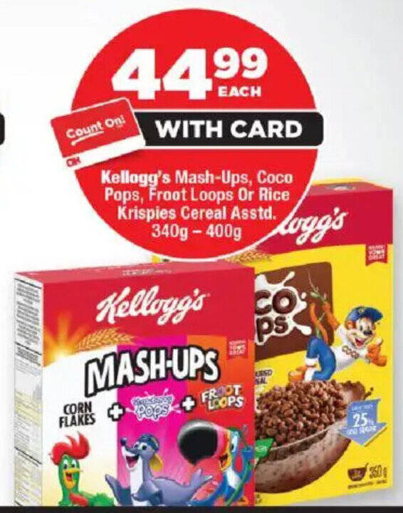 Kellogg's Mash-Ups, Coco Pops, Froot Loops Or Rice Krispies Cereal ...