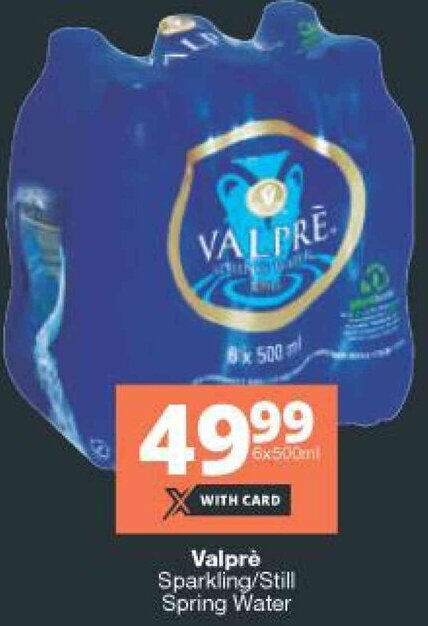 Valpré Sparkling/Still Spring Water offer at Checkers