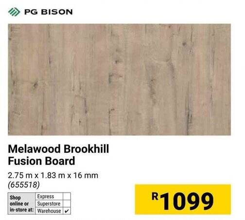 PG Bison Melawood Brookhill Fusion Board offer at Builders Warehouse