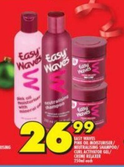 Easy Waves Pink Oil Moisturiser Neutralising Shampoo Curl Activator