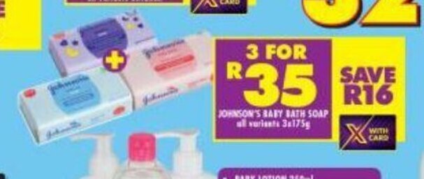 Johnson's Baby Bath Soap All Variants 3x175g offer at Shoprite