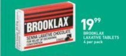 Brooklax Laxative Tablets 4 per pack offer at Shoprite