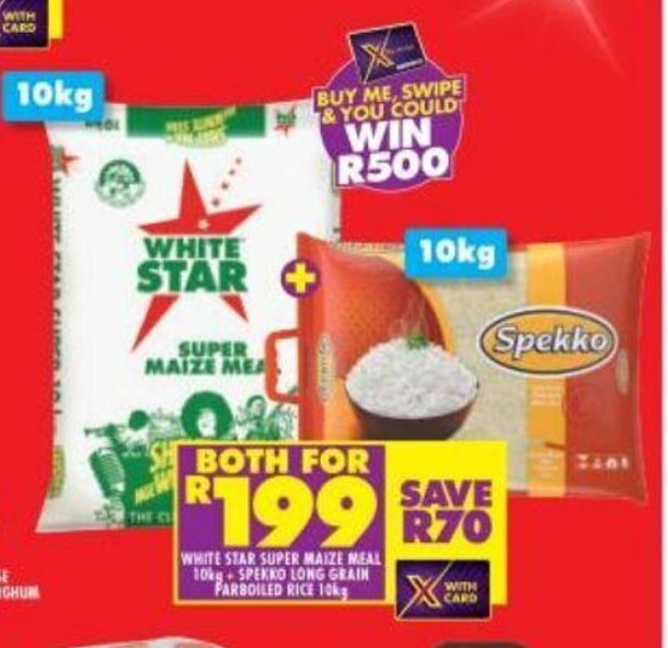 White Star Super Maize Meal 10kg + Spekko Long Grain Parboiled Rice ...
