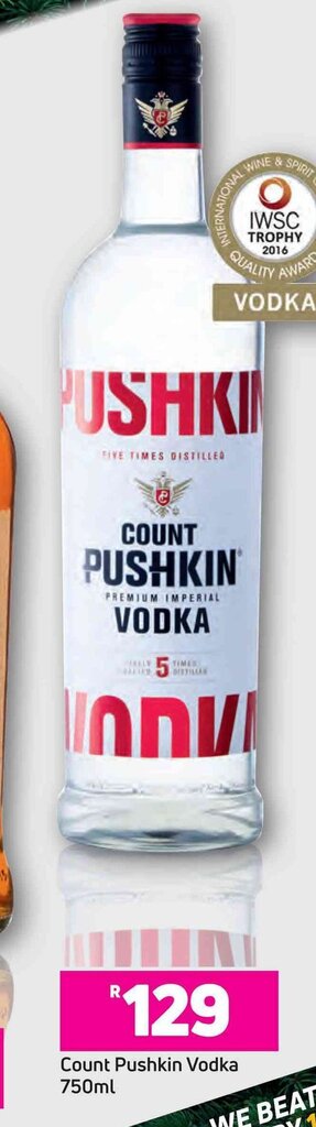 Count Pushkin Vodka 750ml offer at Game