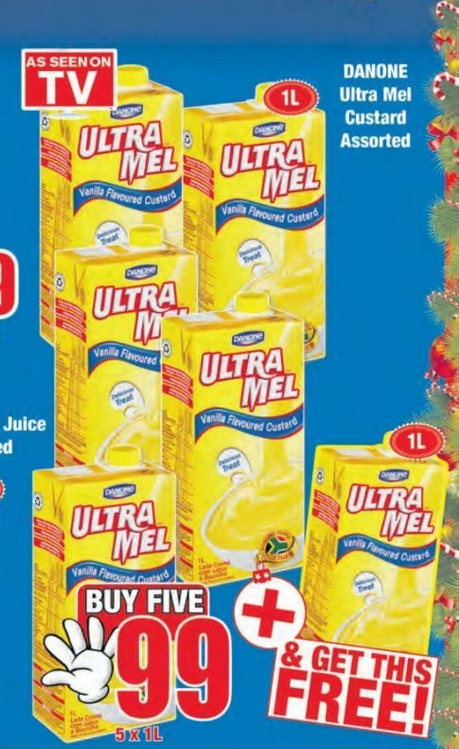 Danone Ultra Mel Custard Assorted 5x1L offer at Boxer