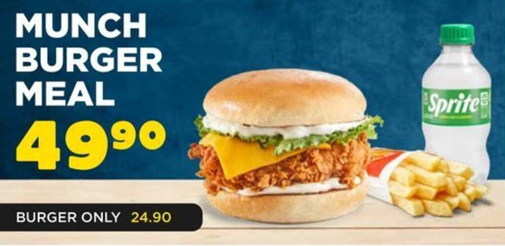 Munch burger meal offer at Hungry Lion