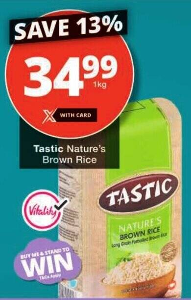 Tastic Nature's Brown Rice offer at Checkers