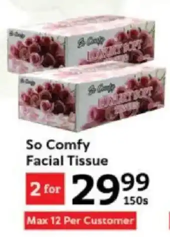 So Comfy Facial Tissue 2 x 150's offer at Oxford Freshmarket