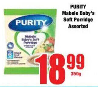 PURITY Mabele Baby's Soft Porridge Assorted 350 g offer at Boxer