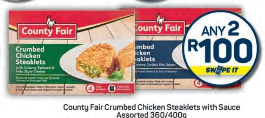 County Fair Crumbed Chicken Steaklets With Sauce Assorted offer at Pick ...