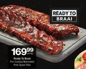 Ready To Braai Pre-Cooked Marinated Pork Spare Ribs offer at Checkers