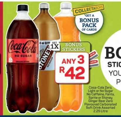 Coca-Cola Zero, Light or No Sugar, No Caffeine, Fanta, Sprite or Stoney ...