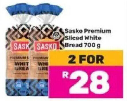 Sasko Premium Sliced White Bread 2 x 700 g offer at Game