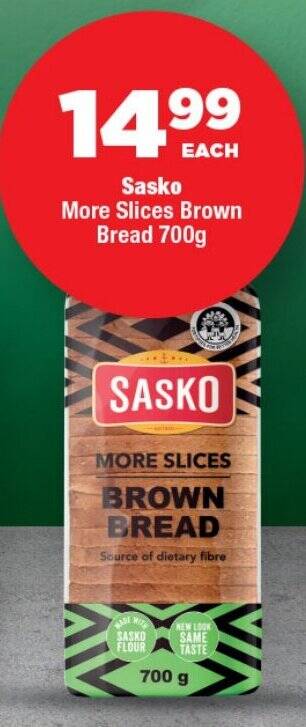Sasko More Slices Brown Bread 700 g offer at OK Foods