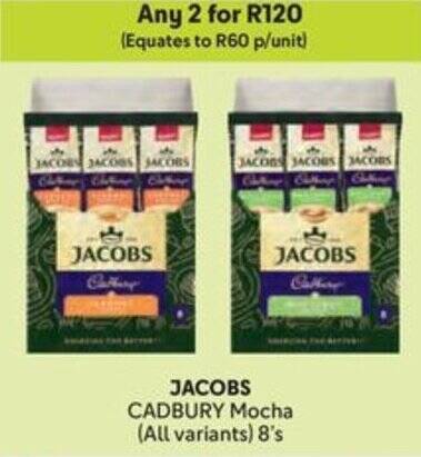 JACOBS CADBURY Mocha 2 x 8's offer at Makro