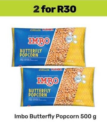 Imbo Butterfly Popcorn 2 x 500 g offer at Game