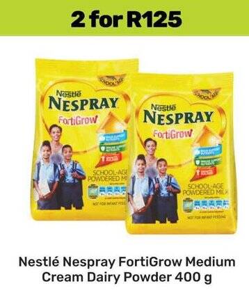Nestlé Nespray FortiGrow Medium Cream Dairy Powder 2 x 400 g offer at Game