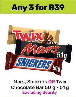 Mars, Snickers OR Twix Chocolate Bar offer at Game