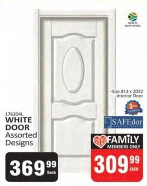SAFEdor White Door Assorted Designs offer at KitKat Cash and Carry