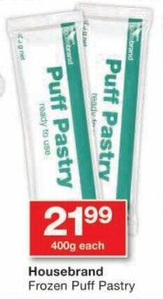 Housebrand Frozen Puff Pastry 400 g offer at Checkers
