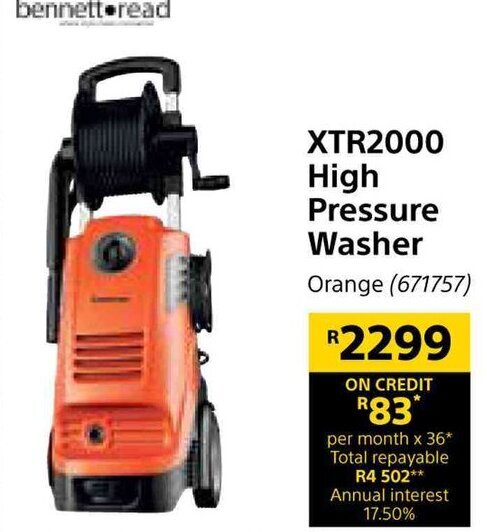 Bennet Read XTR2000 High Pressure Washer offer at Builders Warehouse
