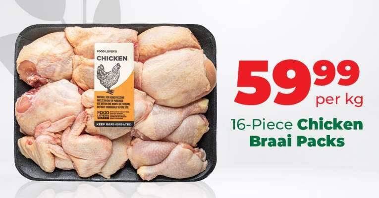 16 Piece Chicken Braai Packs offer at Food Lover's Market