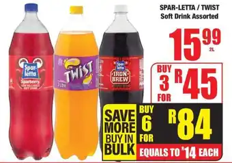 SPAR-LETTA / TWIST Soft Drink Assorted offer at Boxer