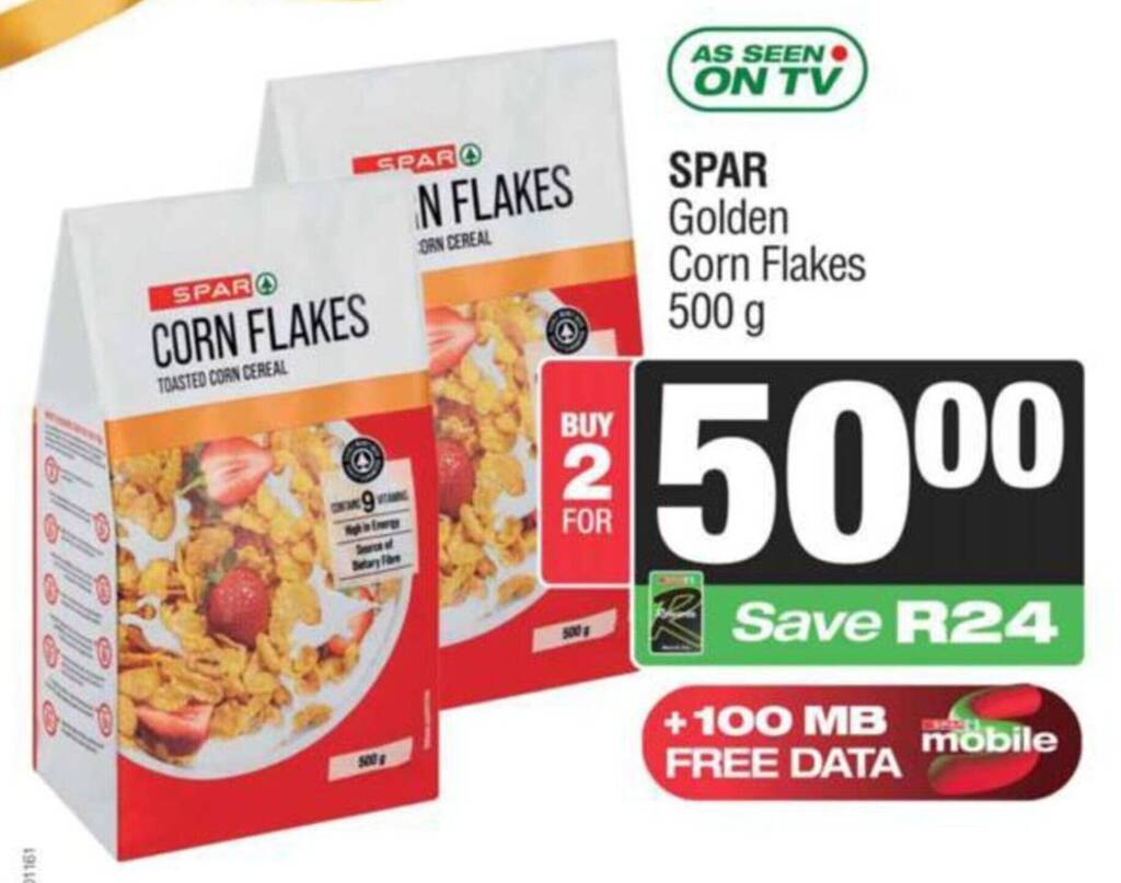 SPAR Golden Corn Flakes 2 x 500 g offer at KwikSpar