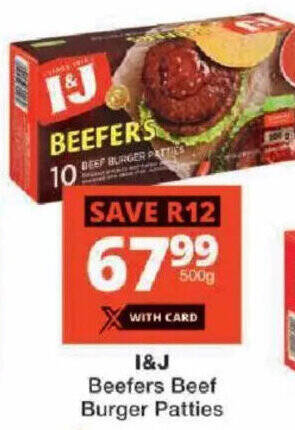 I&J Beefers Beef Burger Patties 500 g offer at Checkers
