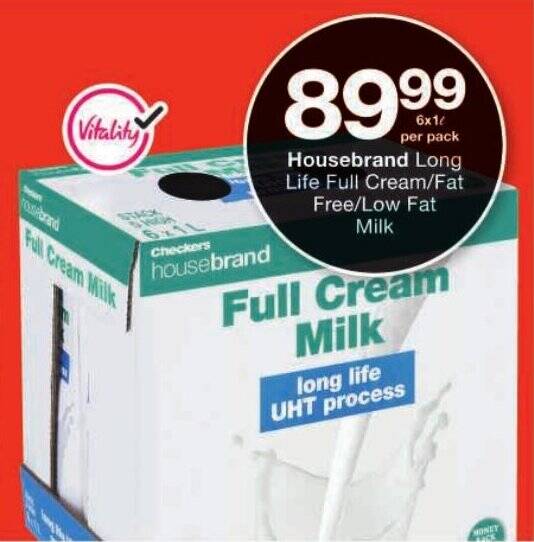 Housebrand Long Life Full Cream/ Fat Free/ Low Fat Milk 6 x 1 L offer ...