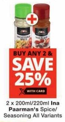 Ina Paarman's Spice/ Seasoning All Variants offer at Checkers