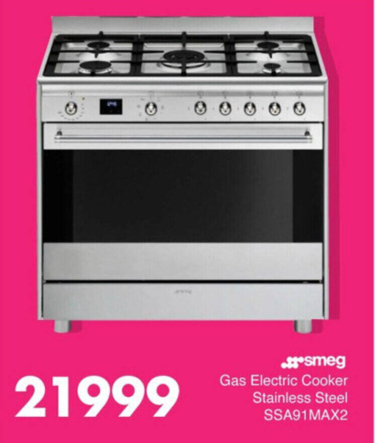 Smeg Gas Electric Cooker Stainless Steel offer at Save Hyper