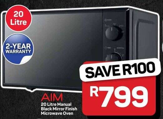 AIM Manual Black Mirror Finish Microwave Oven offer at Pick n Pay ...