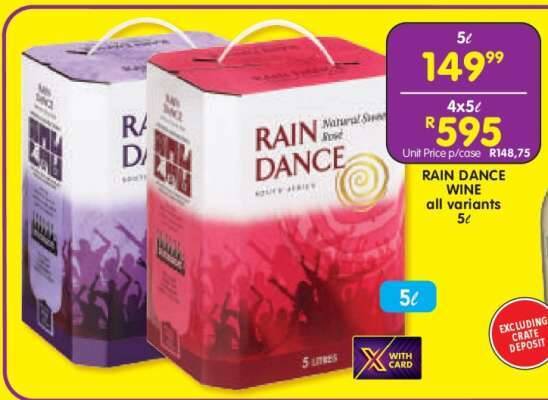 RAIN DANCE WINE all variants 5ℓ offer at Shoprite