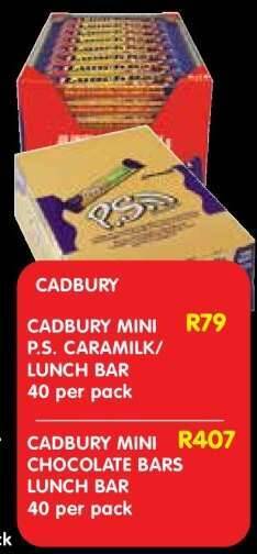 CADBURY MINI P.S. CARAMILK/ LUNCH BAR offer at Shoprite