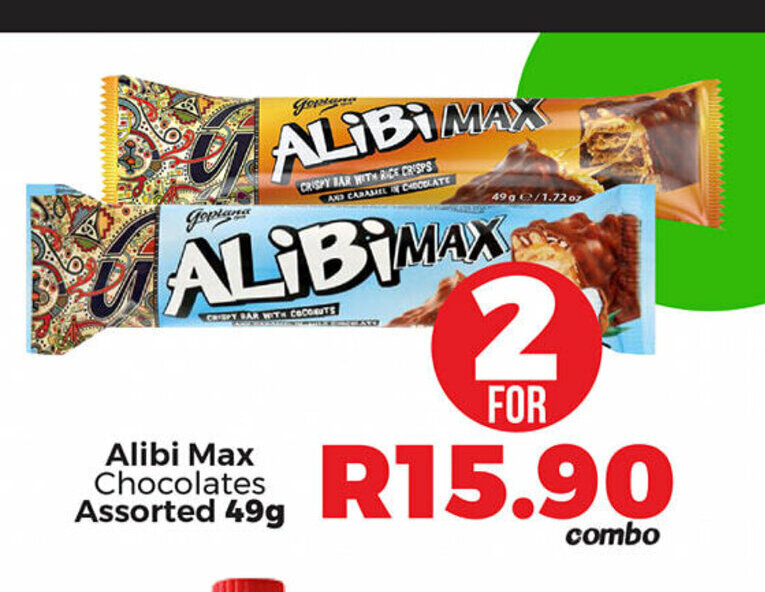 Alibi Max Chocolates Assorted 49g offer at Take 'n Pay
