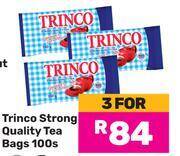 Trinco Strong Quality Tea Bags-For 3 x 100's Pack offer at Game