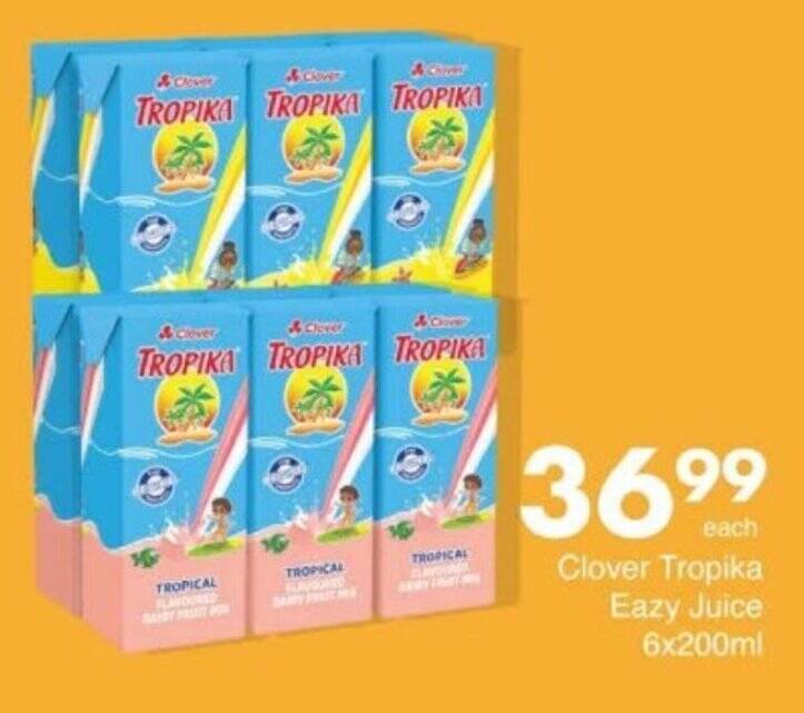 Clover Tropika Eazy Juice 6 x 200 ml offer at Save Hyper