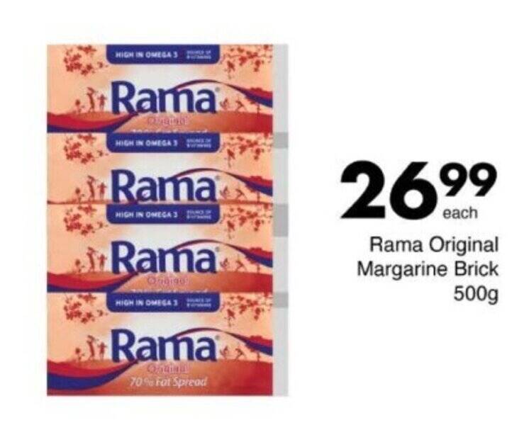Rama Original Margarine Brick 500 g offer at Save Hyper