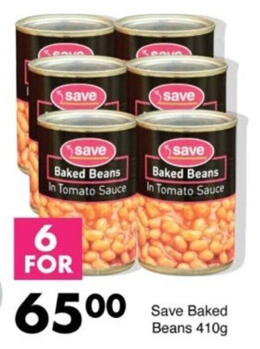 Save Baked Beans 6 x 410 g offer at Save Hyper