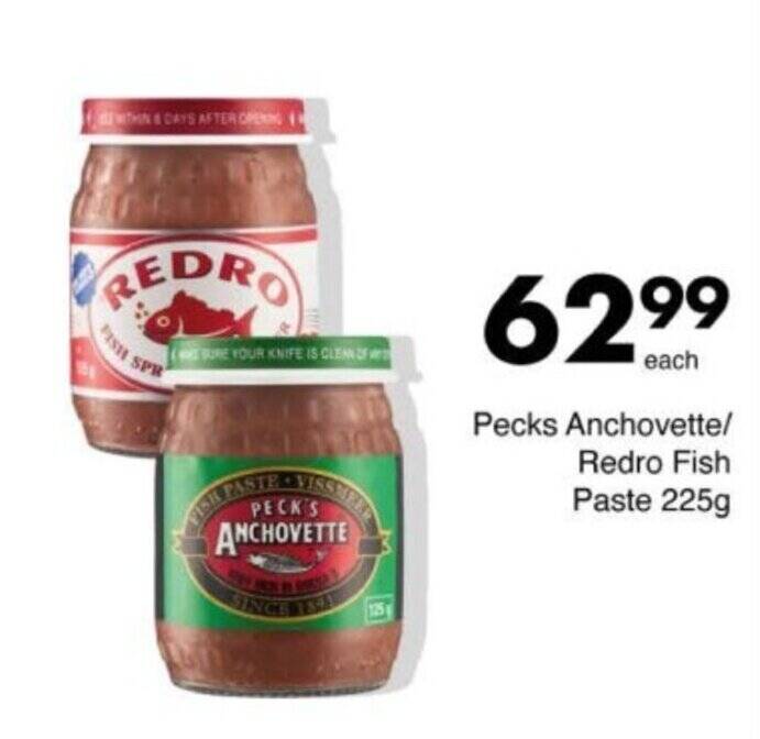 Pecks Anchovette/ Redro Fish Paste 225 g offer at Save Hyper